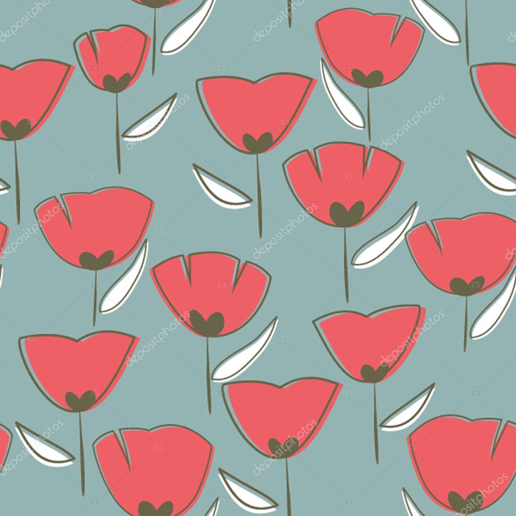 Poppy Seamless Pattern Endless Texture With Poppy — Stock Vector
