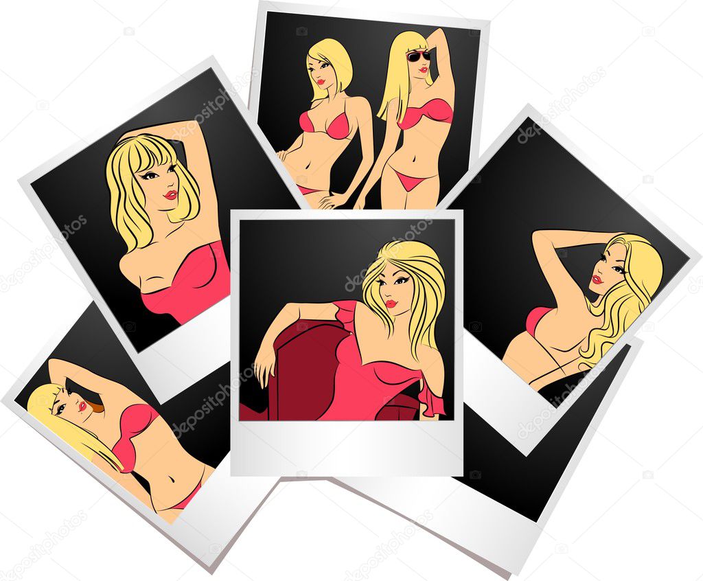 Beautiful Sexy Girls In Photo Frames Vector — Stock Vector © Forewer 7081395