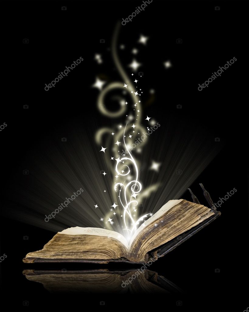 Open book magic on black Stock Photo by ©Kudryashka 7208295