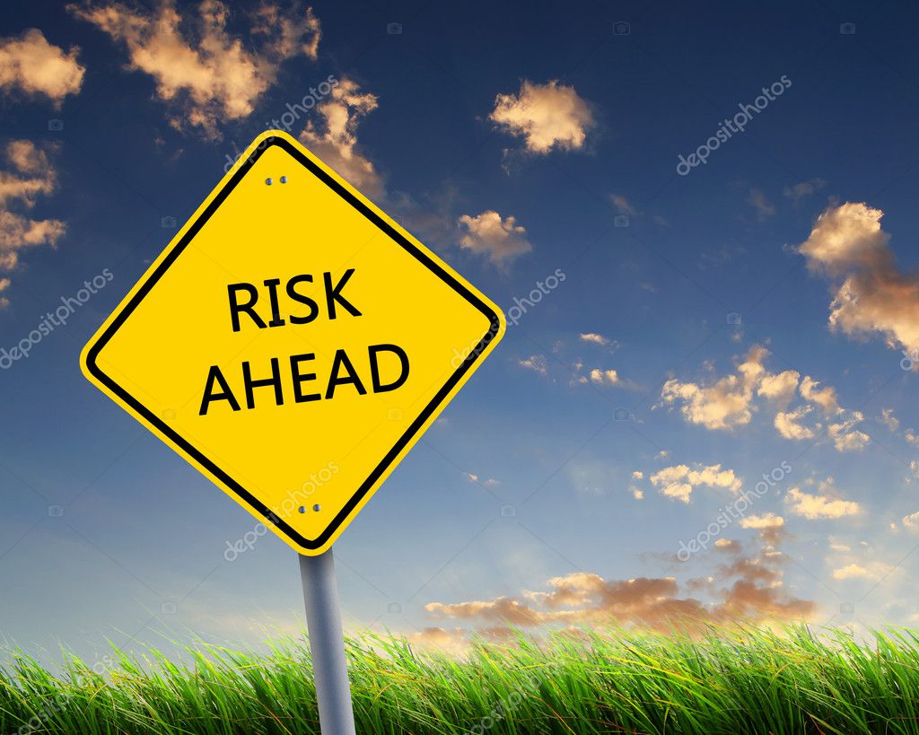 Road sign warning about risk ahead — Stock Photo © SergeyNivens #7791394