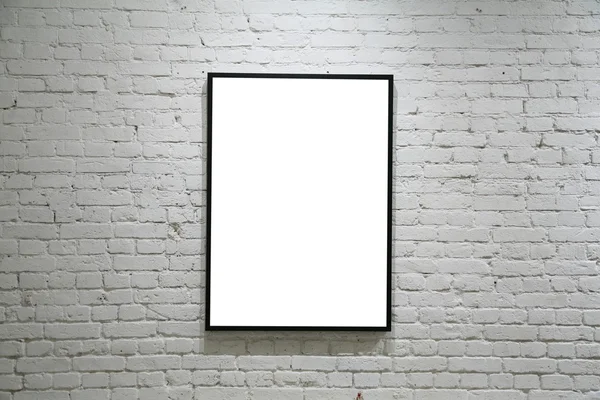 One black frame on white brick wall - Stock Image - Everypixel