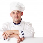 Cook with blank board Stock Photo by ©Deklofenak 5147755