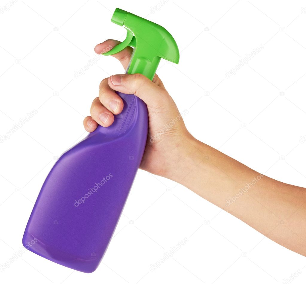 Spray bottle in hand Stock Photo by ©krasyuk 7521336