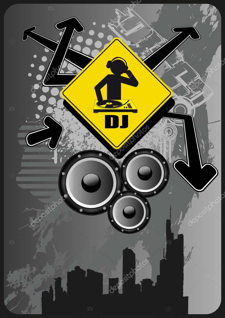 DJ Sign Grunge Style Stock Vector Image by ©limbi007 #7901673