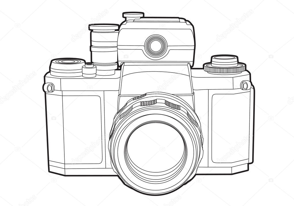 Vintage Camera Vector Outline