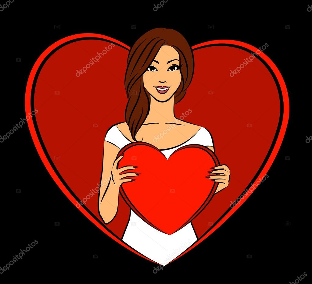 Beautiful girl with heart Stock Vector by ©Forewer #7082104