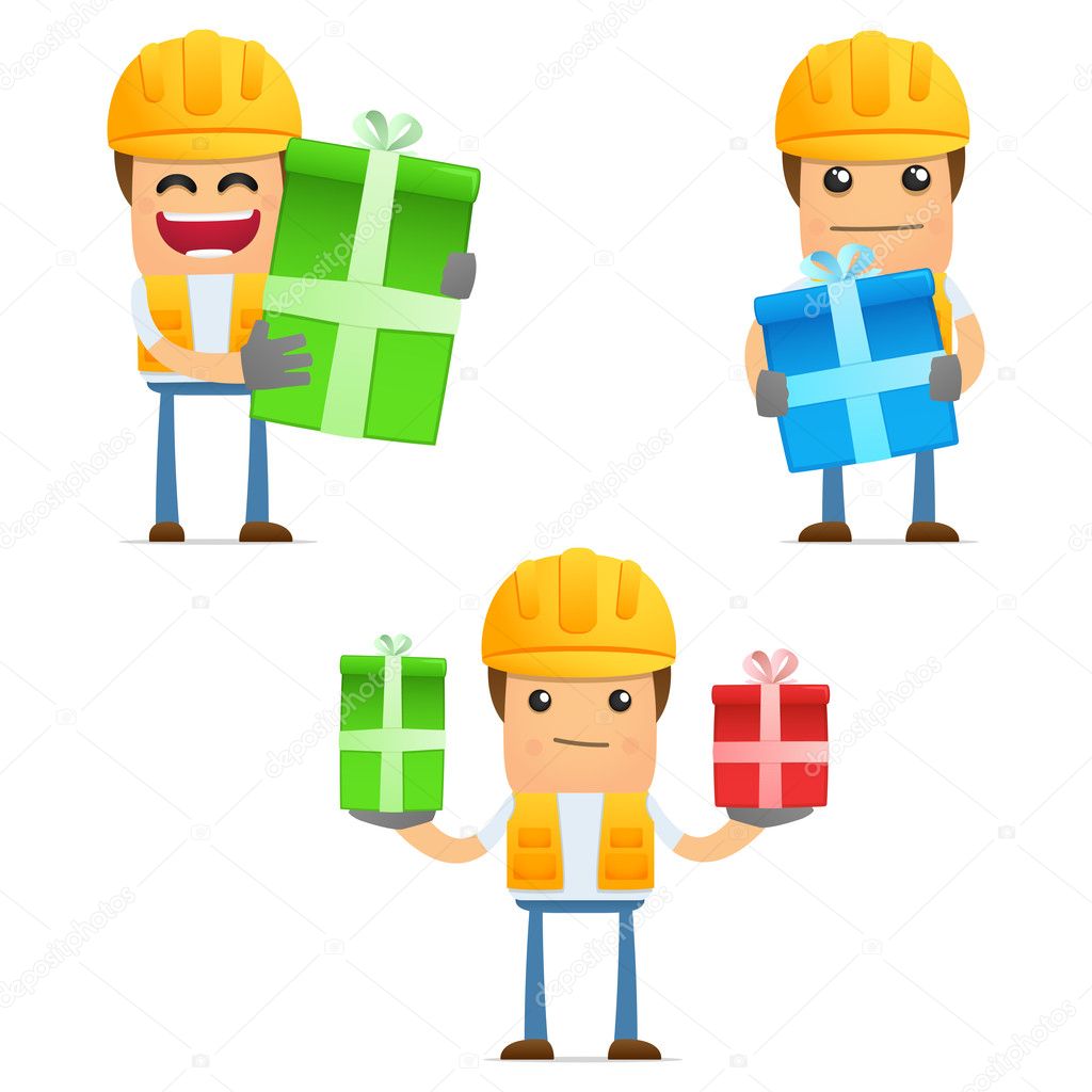 Set of funny cartoon builder Stock Vector by ©artenot 7489053