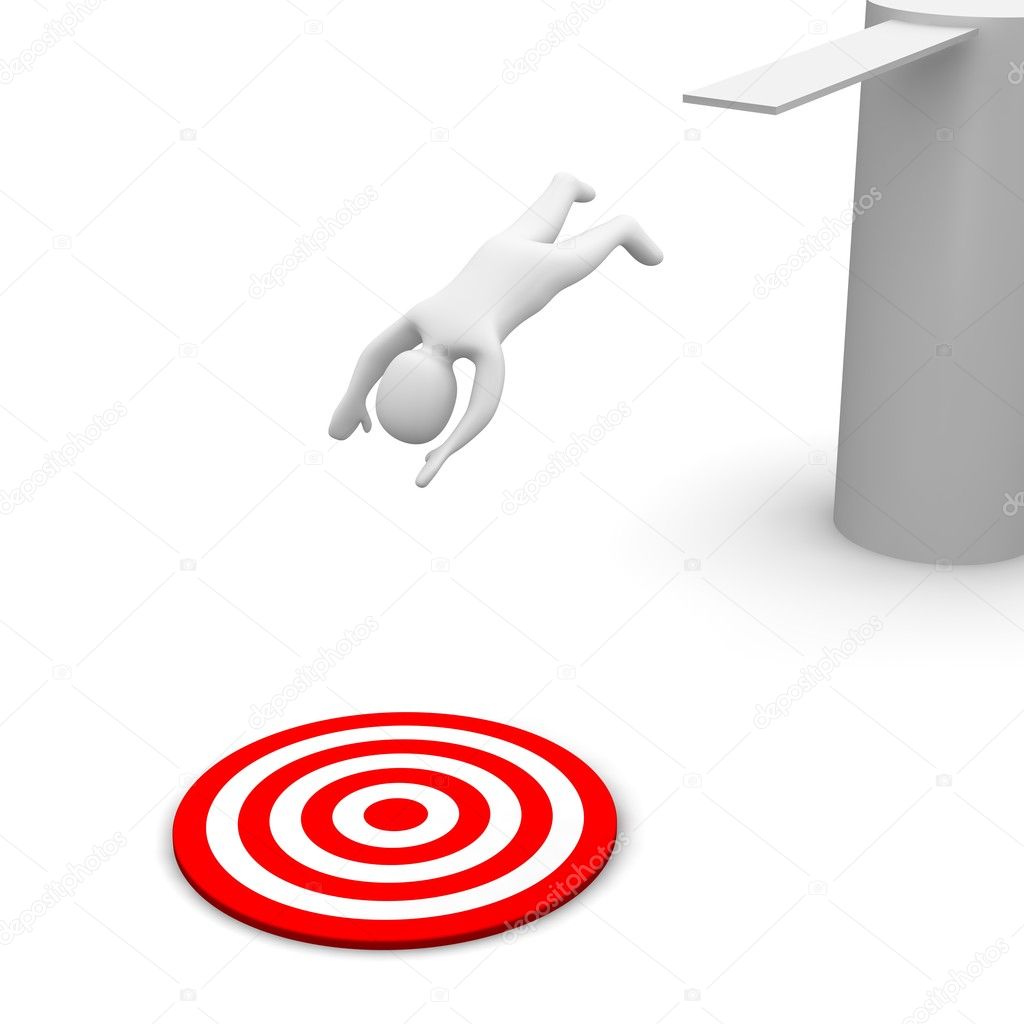 Man jumping to red target — Stock Photo © skvoor #7659643
