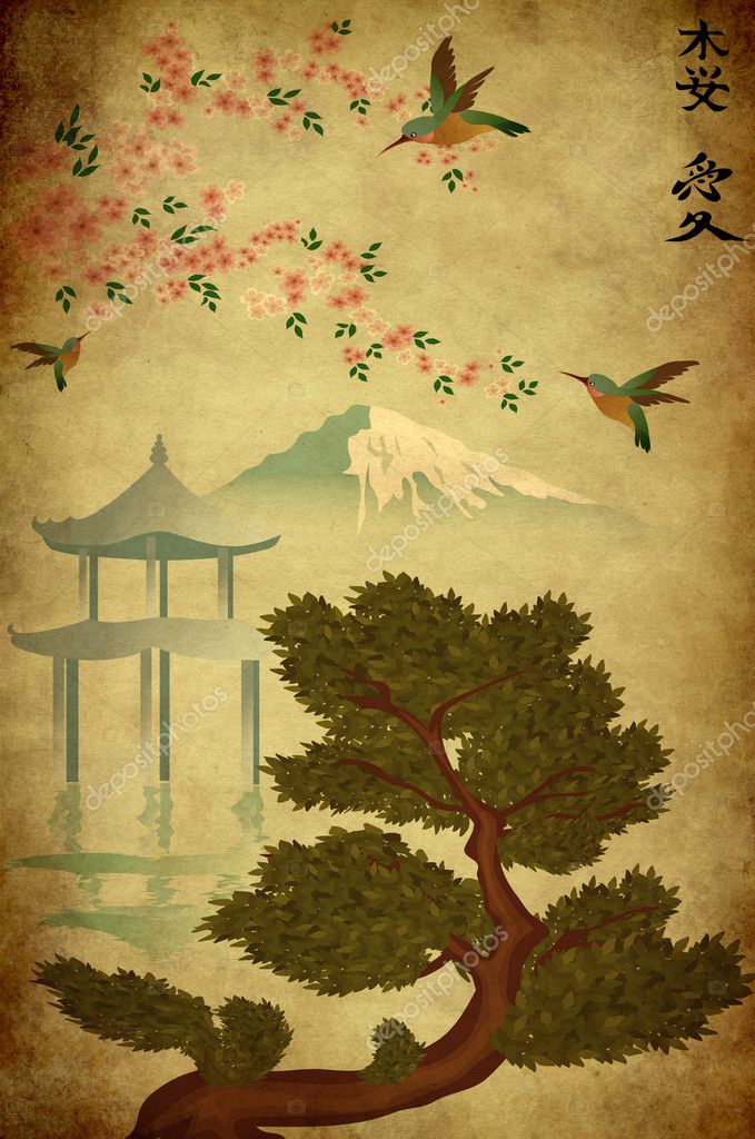 Old paper with japanese illustration Stock Photo by ©ron1960 7459561