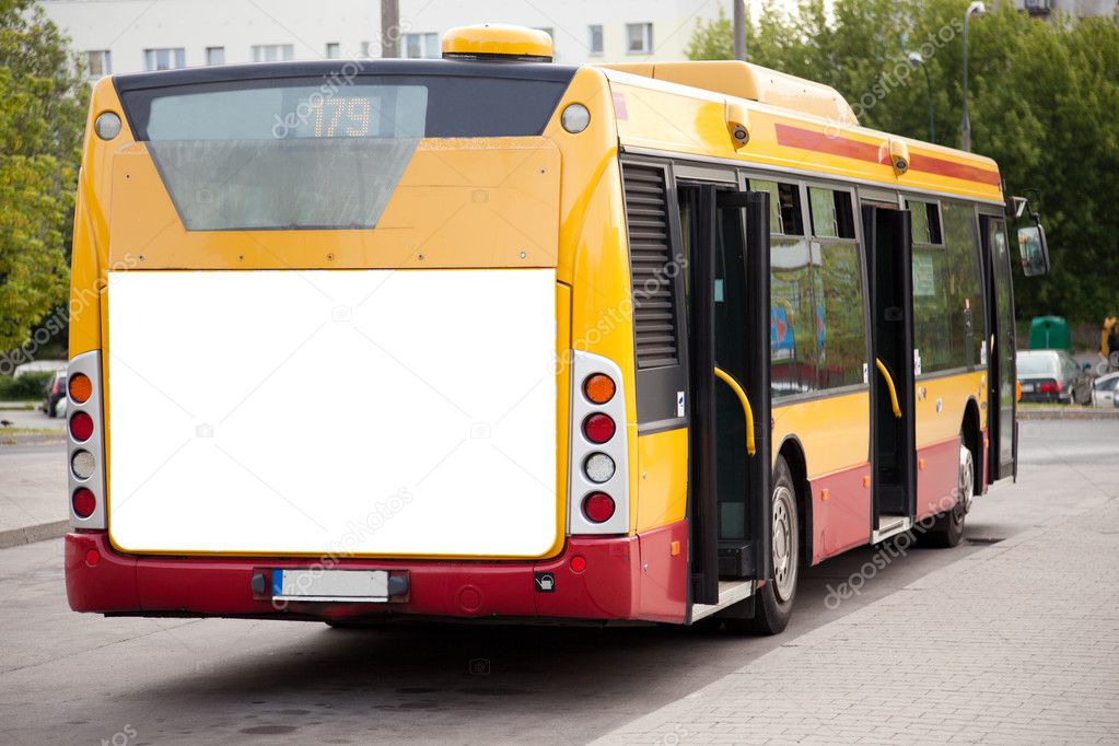 Blank billboard on back of bus — Stock Photo © olechowski #7677635