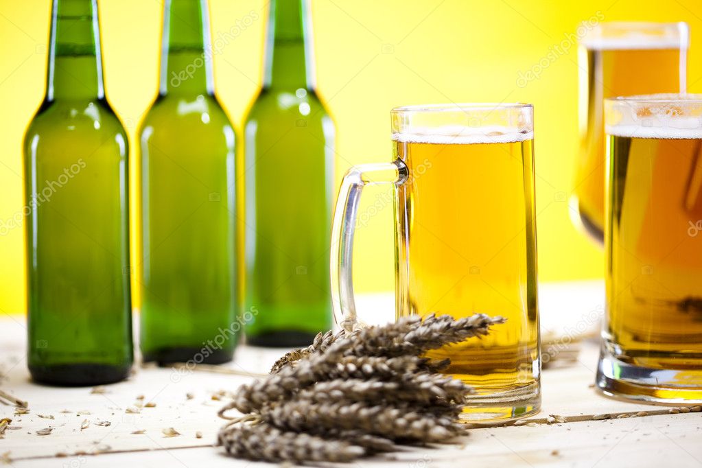 Beer bottle and glass — Stock Photo © JanPietruszka #7392470