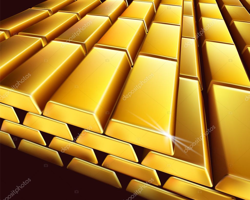 Stack of gold bullions. Vector illustration. Stock Vector Image by ...