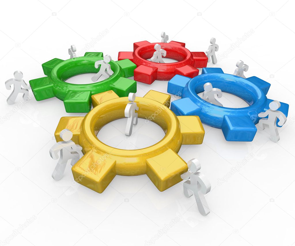 Team of Push Gears Together Teamwork Success — Stock Photo © iqoncept ...