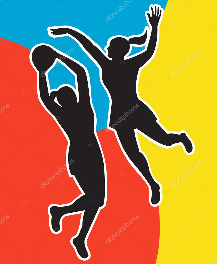 Netball player jumping shooting blocking Stock Photo by ©patrimonio 6977322