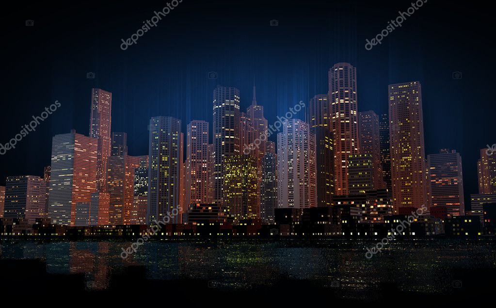 Skyline at night Stock Photo by ©digiart 7256203
