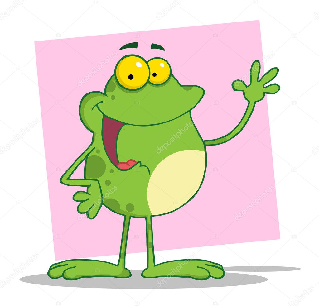 Waving Frog Over Pink Stock Illustration by ©HitToon #7276378