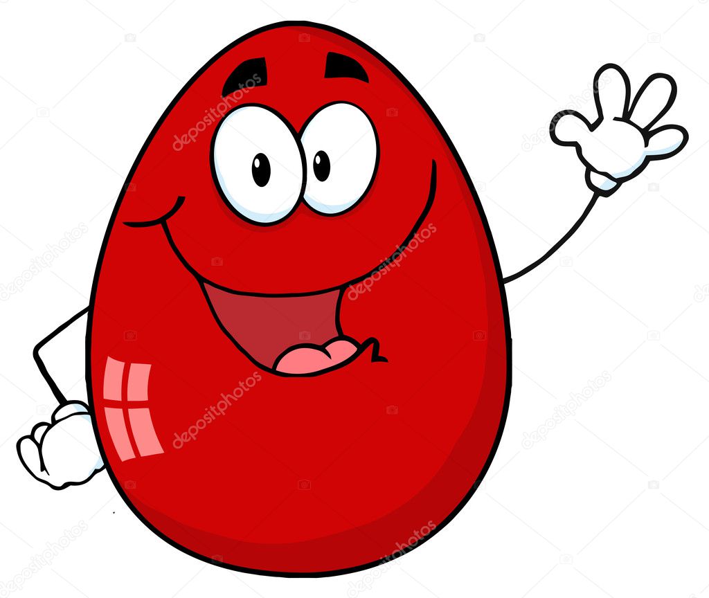 Red Easter Egg Character Waving Stock Illustration by ©HitToon #7276824