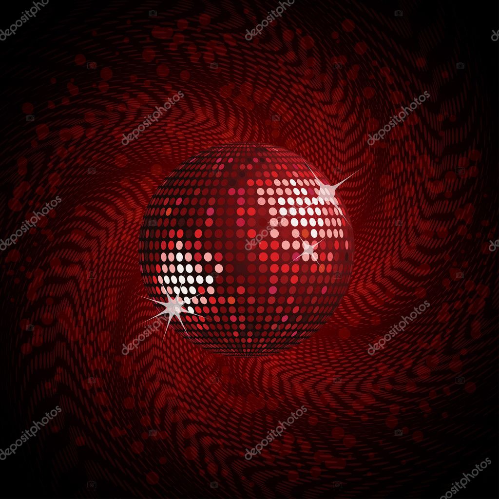 Red disco ball and halftone Stock Vector by ©elaineitalia 7658500
