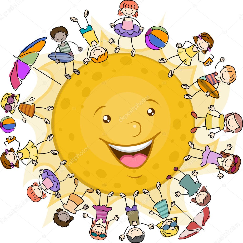 Kids Surrounding the Sun — Stock Photo © lenmdp #7475024