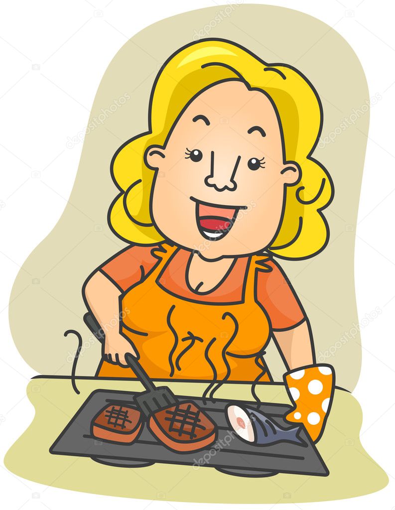 Grill Lady Stock Illustration by ©lenmdp #7602293