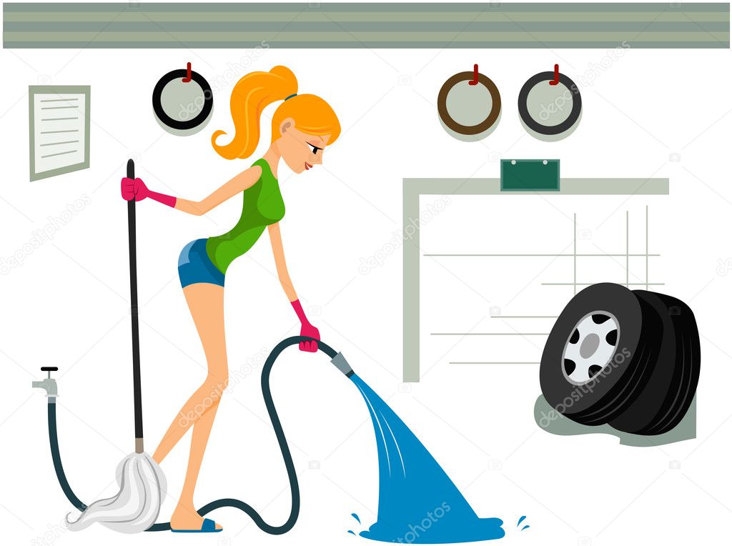 Cleaning Garage Stock Illustration by ©lenmdp #7733633