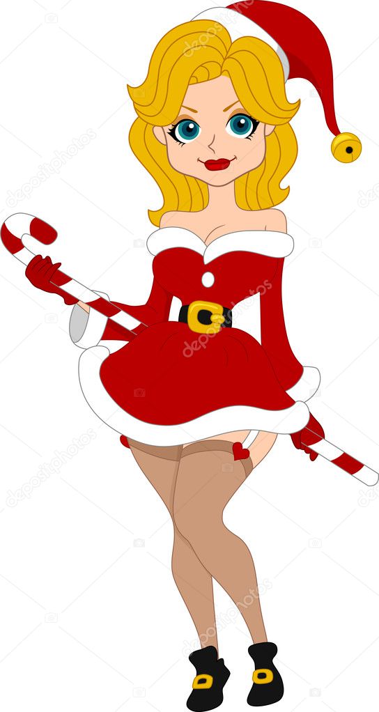 Pinup Girl Santa Stock Illustration by ©lenmdp #7892526