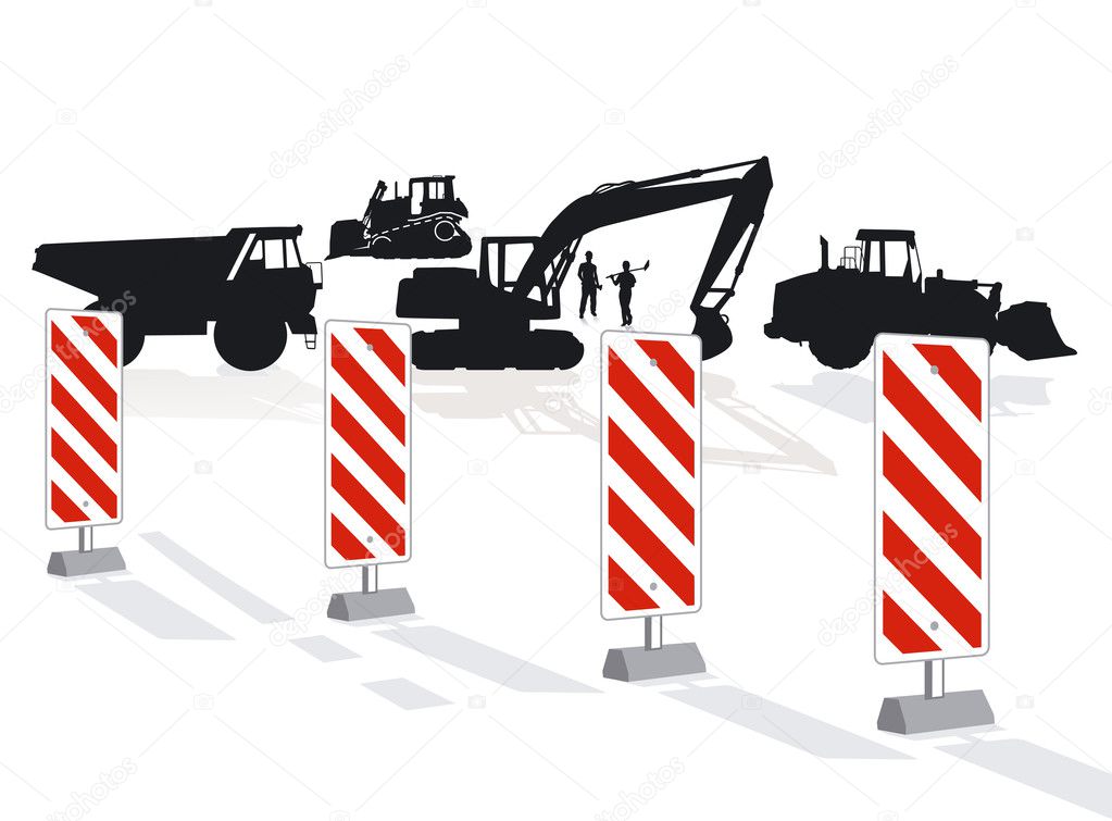 Road construction and road block Stock Vector by ©scusi0-9 7125119
