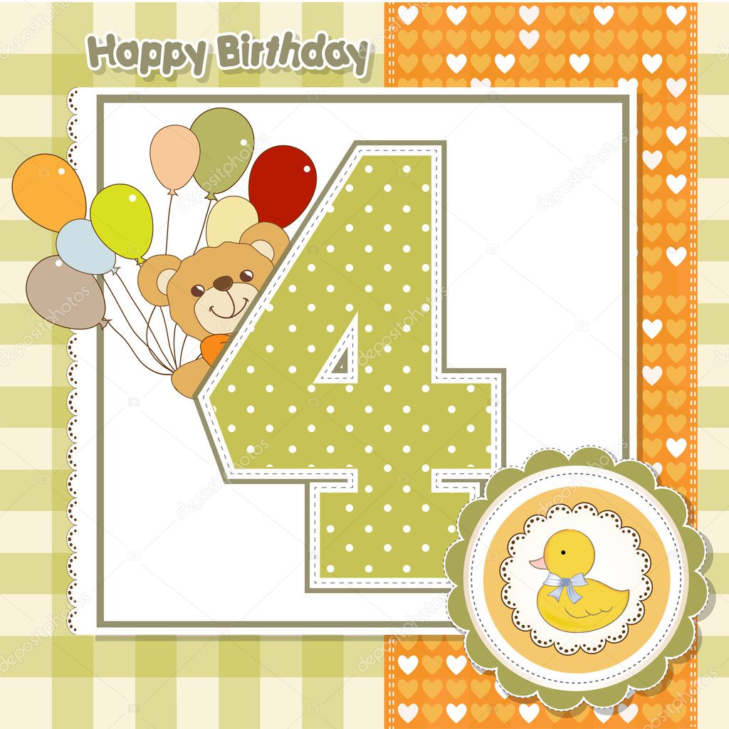 Teddy bear with balloons and number 4 — Stock Photo © ClaudiaBalasoiu ...