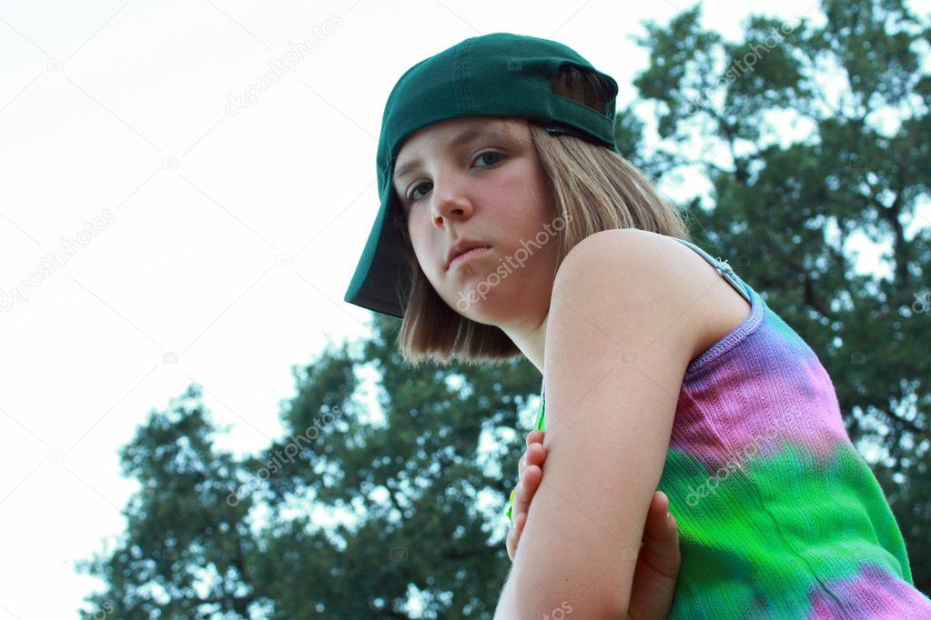 Young girl with baseball cap — Stock Photo © gregorydean #7047599
