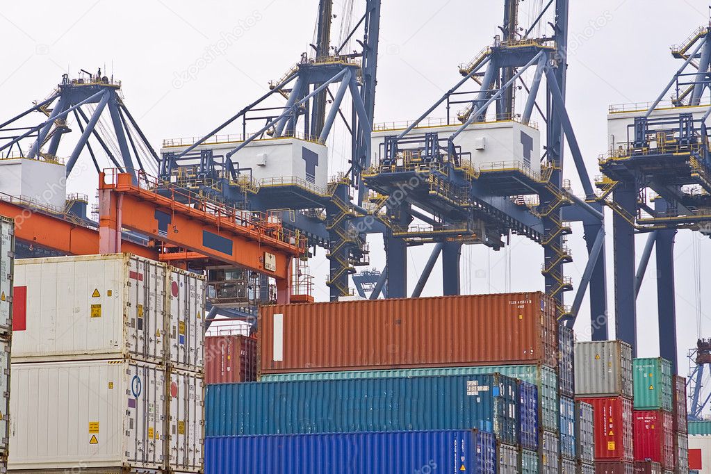 Port warehouse with containers Stock Photo by ©cozyta 7464295