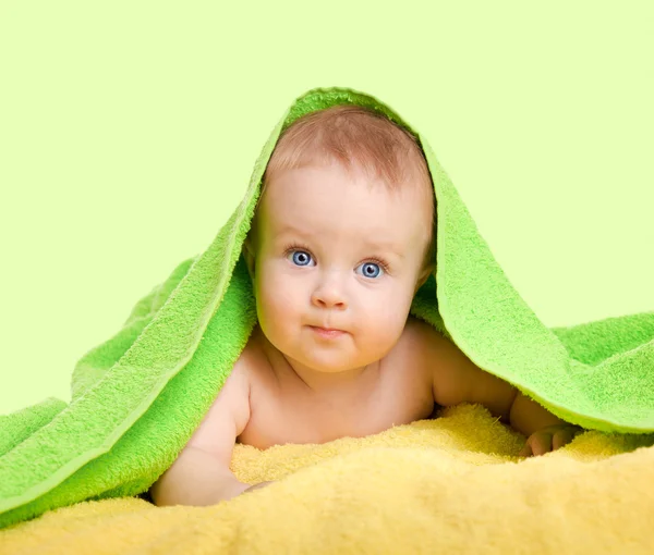 Adorable happy baby in colorful towel — Stock Photo © Andrey_Kuzmin ...