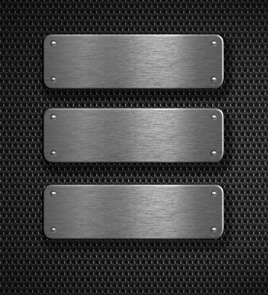 Four metal plates over grid background — Stock Photo © Andrey_Kuzmin ...