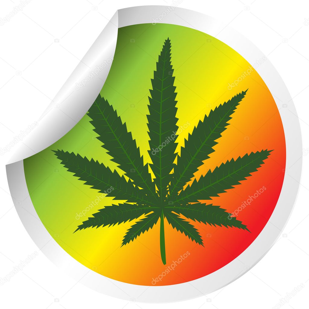 Sticker with marijuana leaf — Stock Photo © hibrida13 #7370594