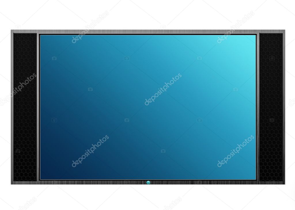 Modern lcd wide screen tv panel isolated on white background — Stock ...