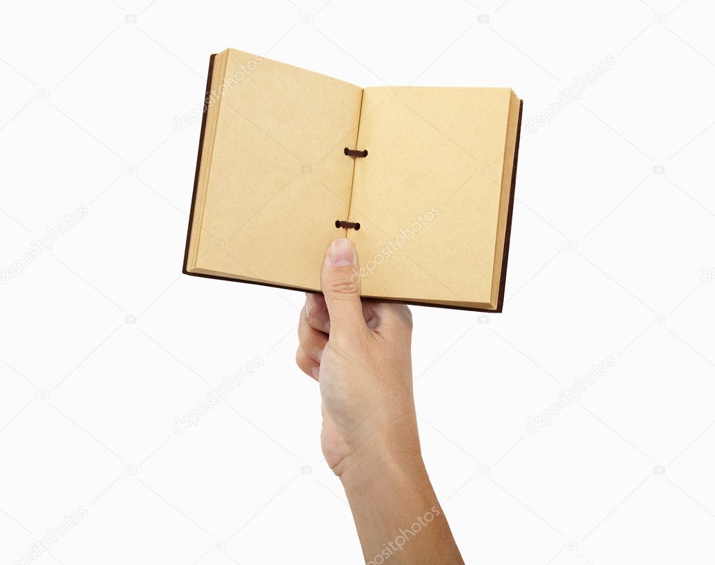 Hand holding book and isolated on white Stock Photo by ©tomwang 7792435