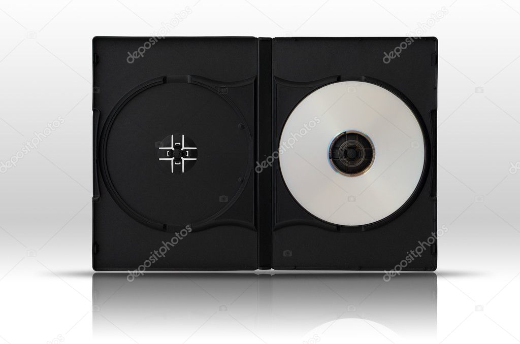 White DVD Disc one side in Double Black plastic case Stock Photo by ...