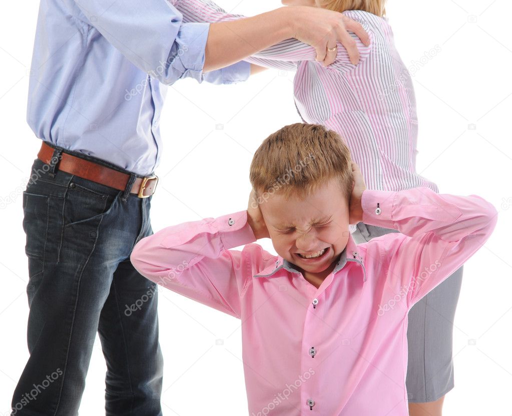 Parents share child. — Stock Photo © Lebval #7901187