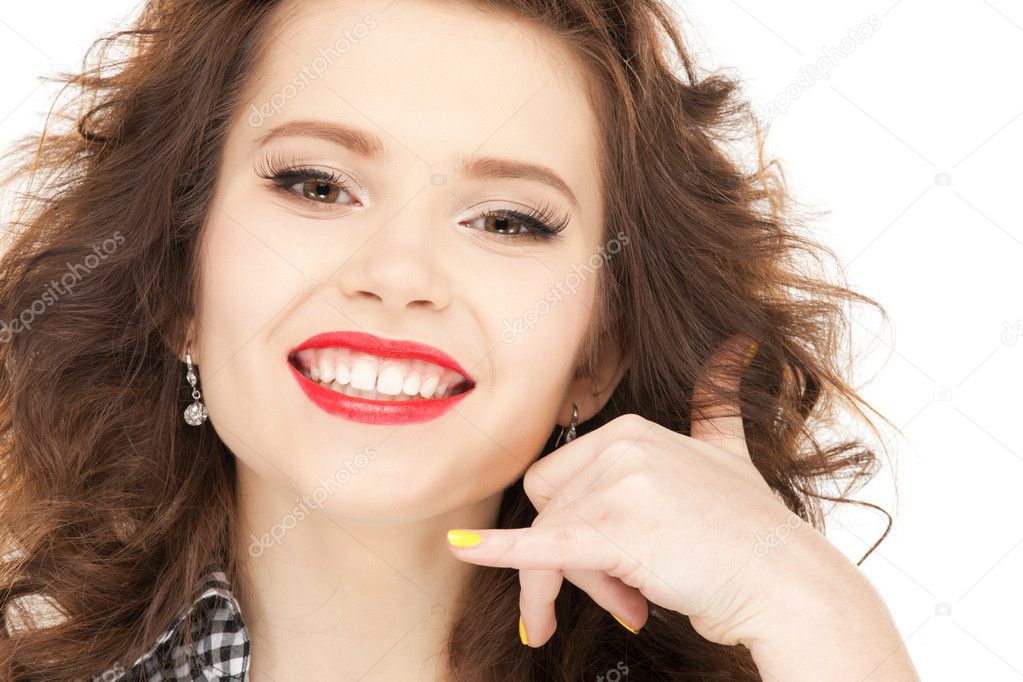 Woman making a call me gesture — Stock Photo © Syda_Productions #7853998