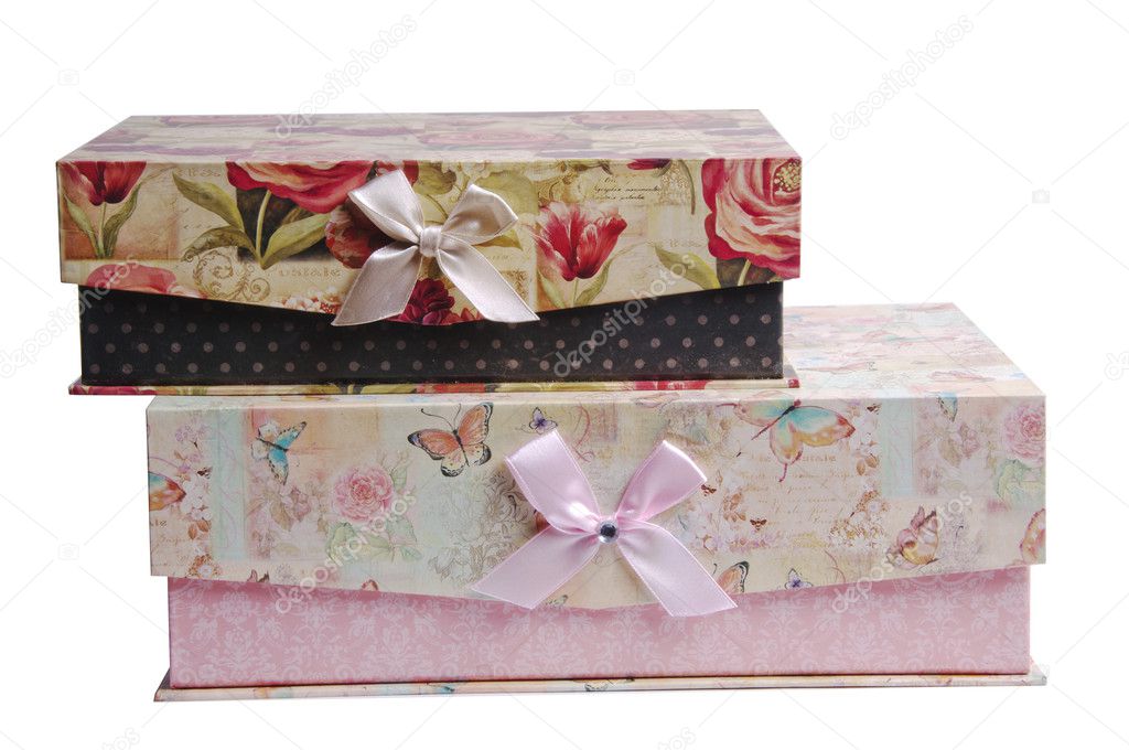 Two vintage gift boxes isolated — Stock Photo © iraterekh #7789061