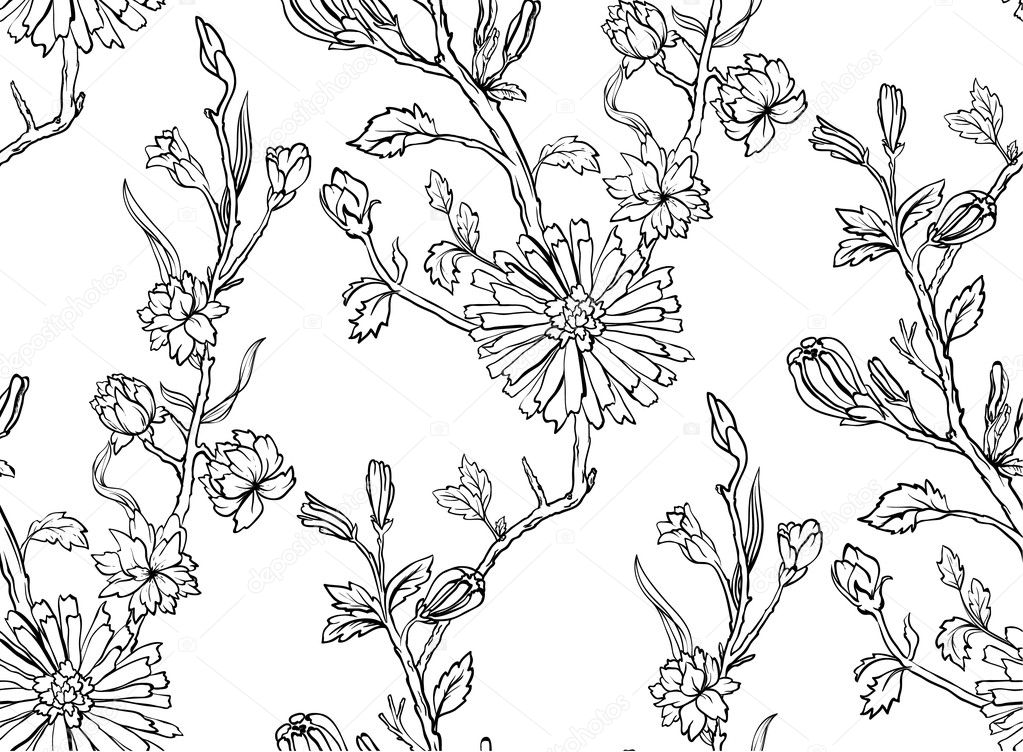 Hand drawn floral wallpaper — Stock Vector © hoverfly #6925611