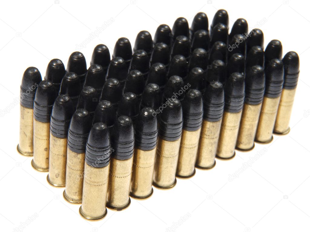 Group of gun cartridge isolated on white. — Stock Photo © SizovIN #7808450