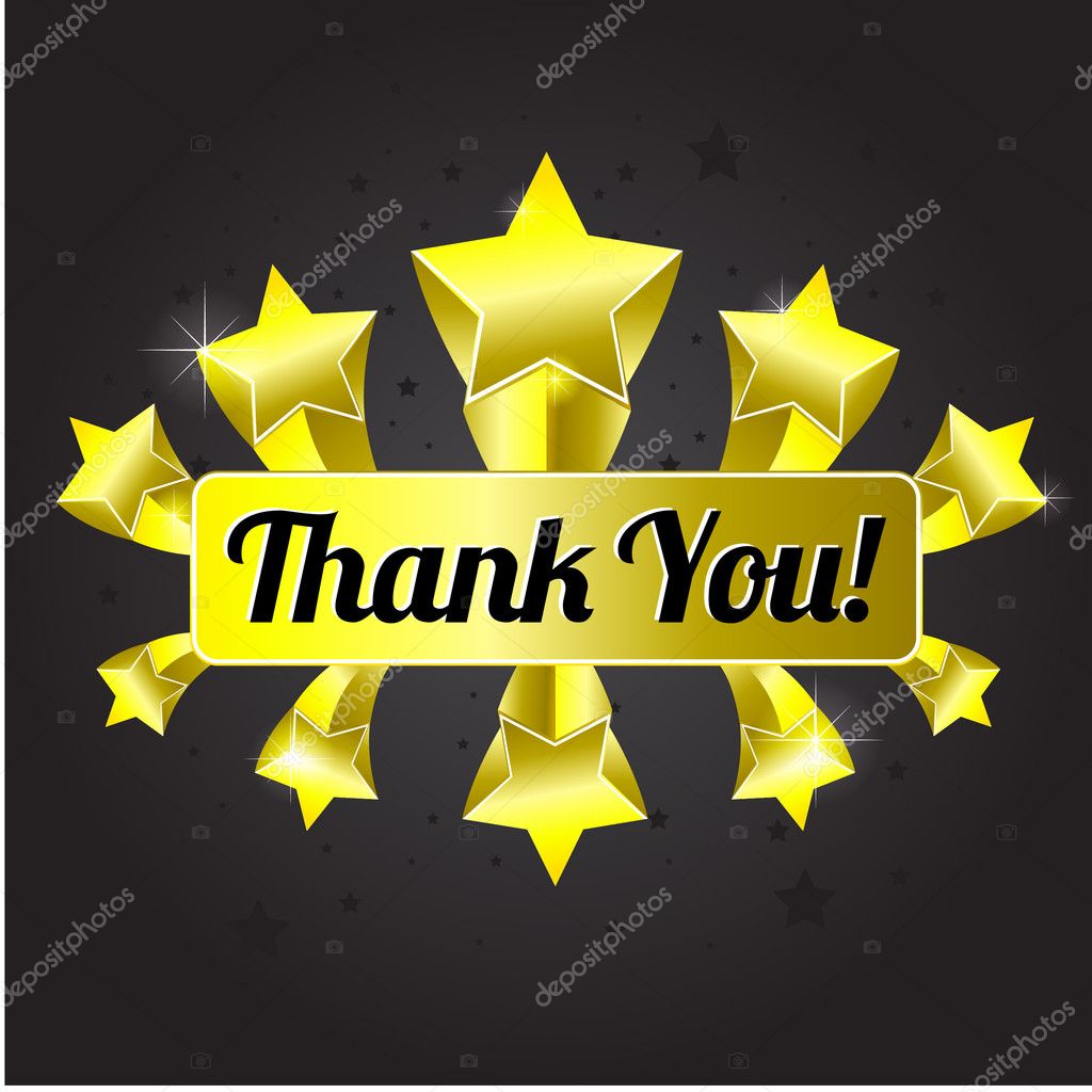 Thank you shiny golden sign with stars ⬇ Vector Image by © ra2studio ...