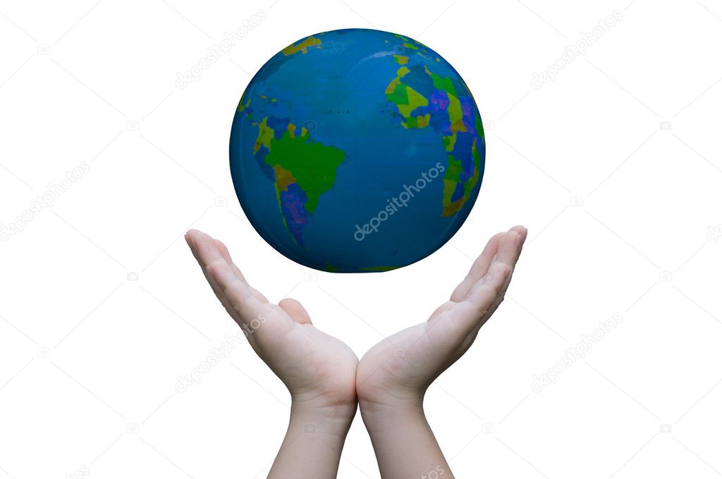Dos manos sostienen el mundo — Foto de stock © hinnamsaisuy #7353753