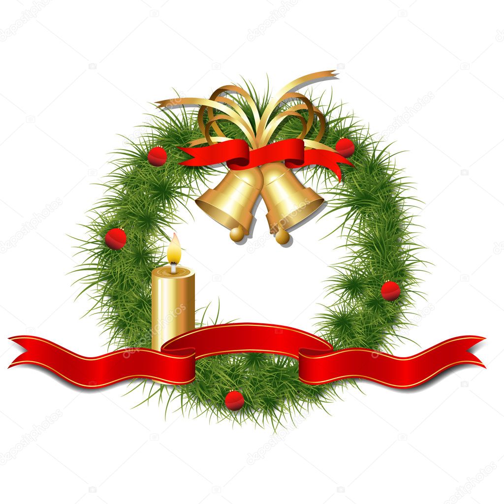 Christmas Wreath Vector Banner — Stock Vector © baavli #7843616