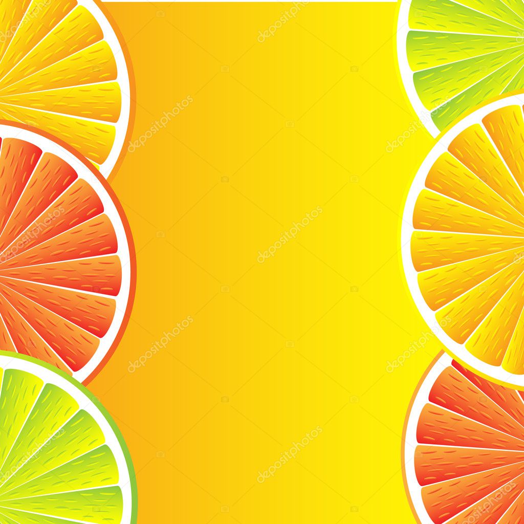 Citrus fruit background - vector — Stock Vector © konstsem #7412783 Citrus fruit background - vector — Stock Vector © konstsem #7412783