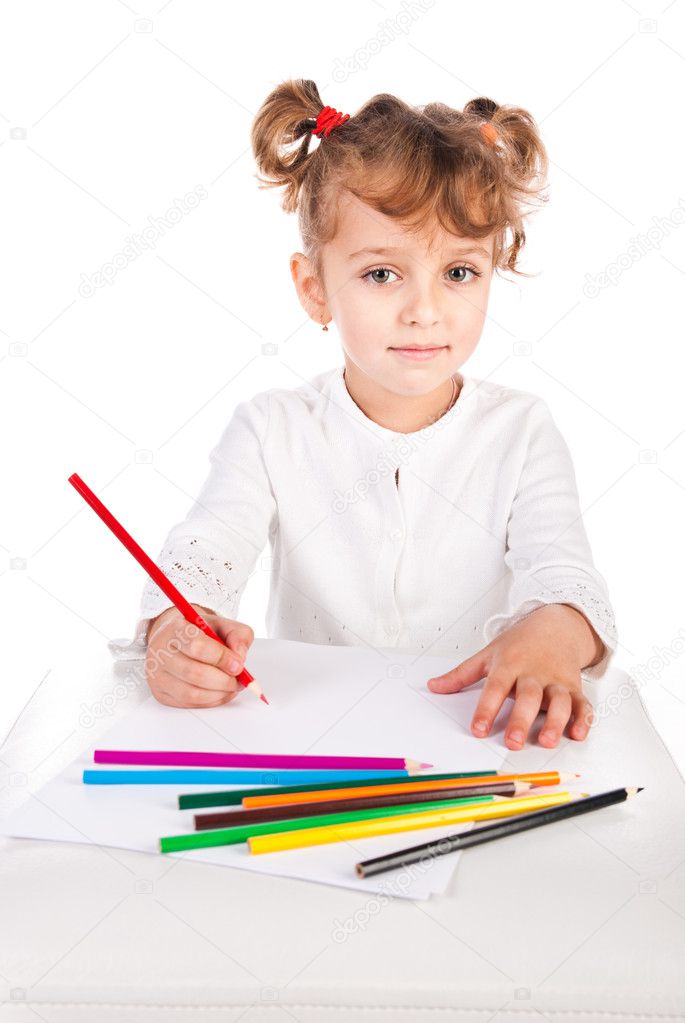 Girl draw picture — Stock Photo © gorielov #7642514