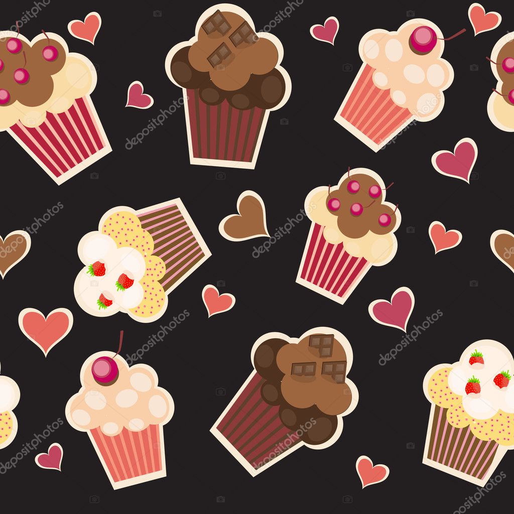 Seamless cake pattern illustration Stock Illustration by ©Yganko #7902221