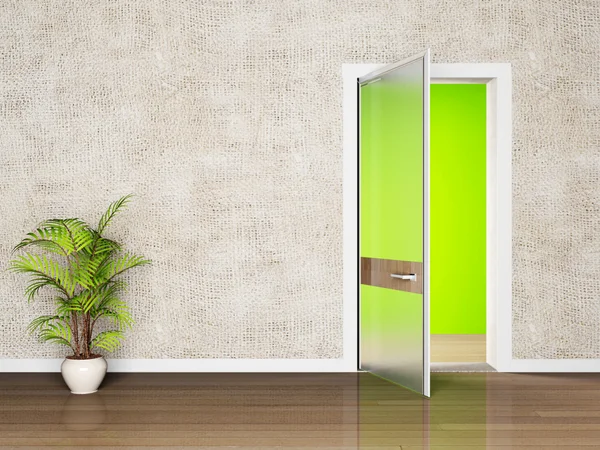 Interior design scene with an open door - Stock Image - Everypixel