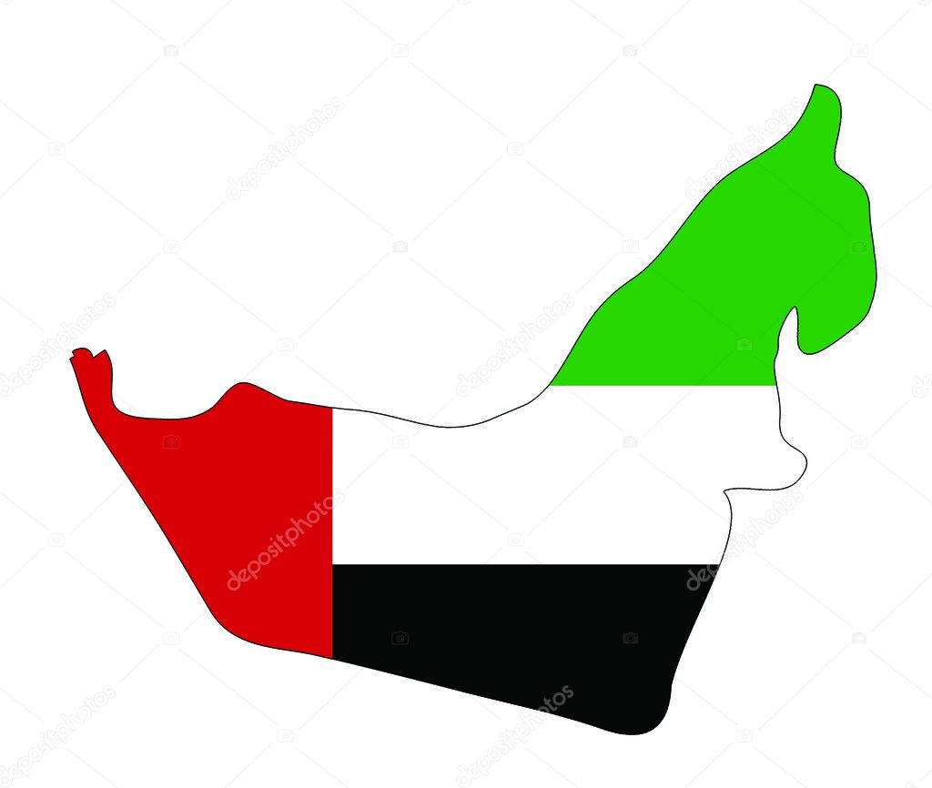 United Arab Emirates map with national colors Stock Illustration by ...