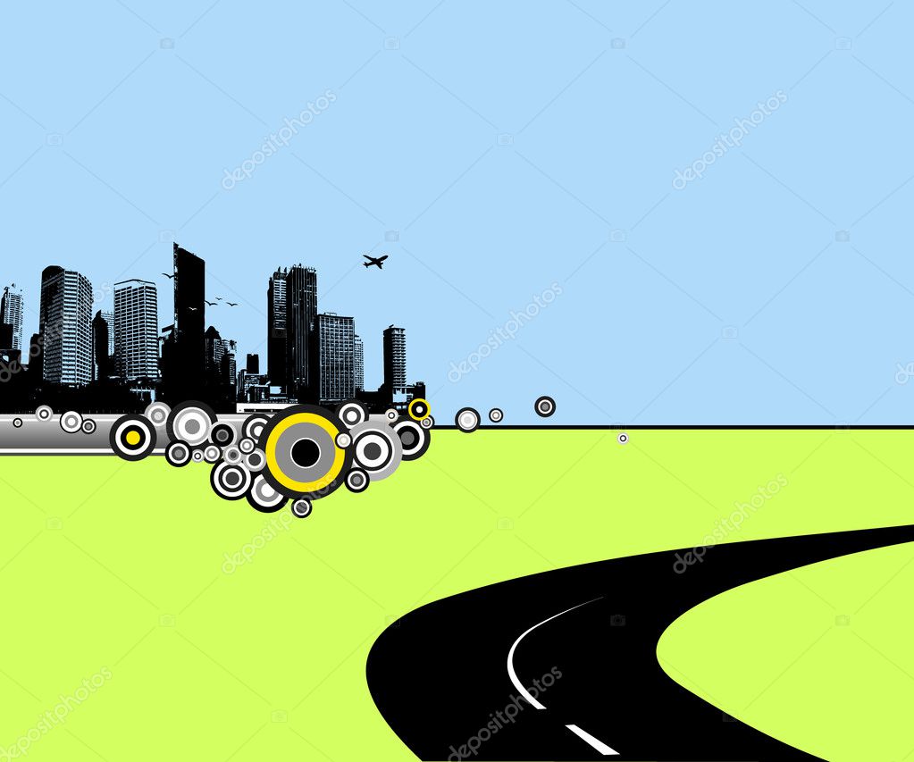 Road to city. Vector art Stock Vector Image by ©kormi #6939939